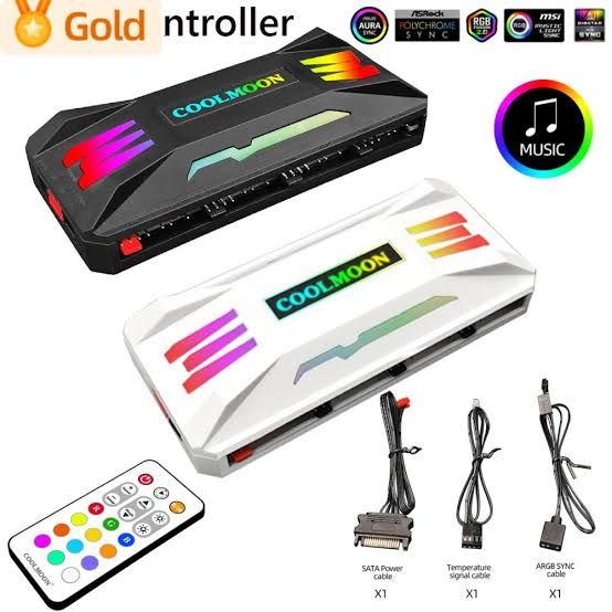 Argb Hub COOLMOON ARGB Controller 4Pin PWM Temperature Control 5V 3-Pin ...