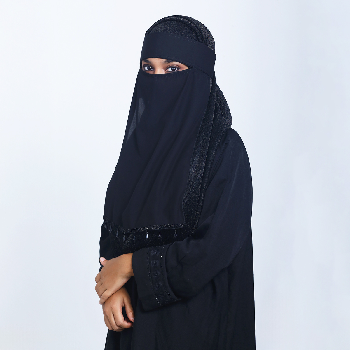 Stylish Single Layer Niqab with Sequins & Beads | Trendy, Comfortable ...