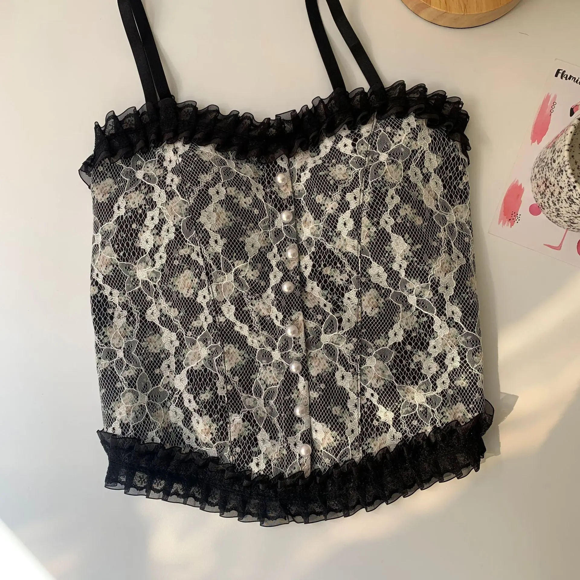 Lace Flower Print Cami Crop Tank Tops Summer Camisole Women's Tube Top ...