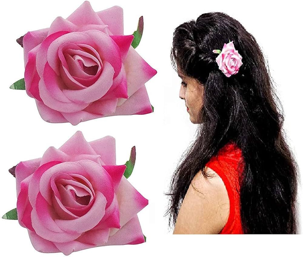 Artificial Rose Hair Clip for Women - 2 Pcs | Daraz.com.bd