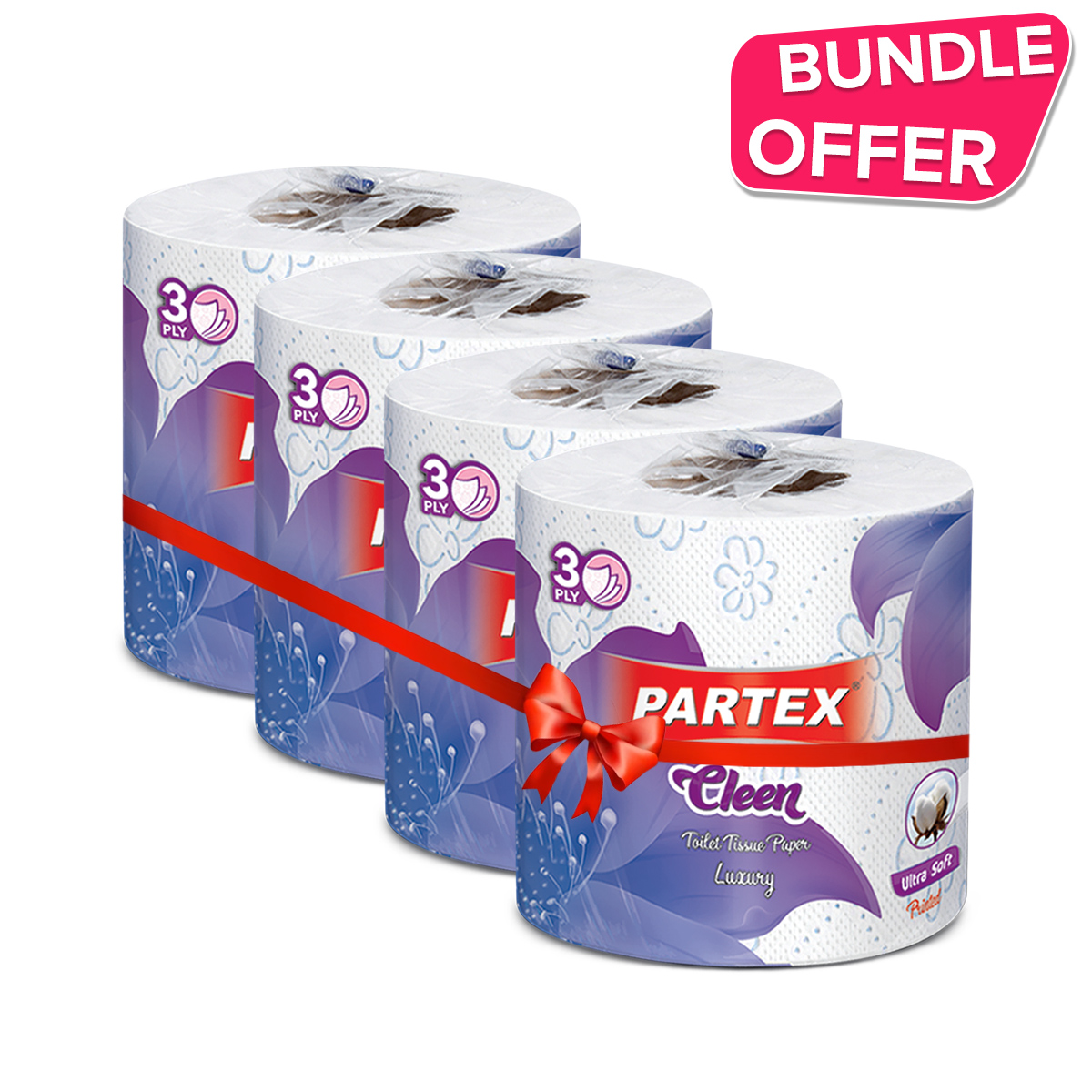 Partex Cleen Toilet Tissue-3 ply (Blue Tissue) 4 roll