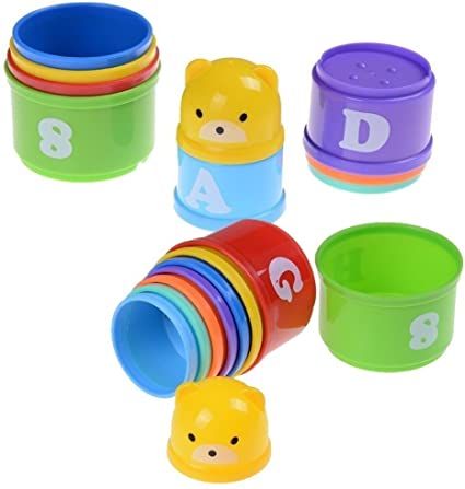 9 Pcs Stacking Cups Toy Kids Learning Count Number Cups Tower ...