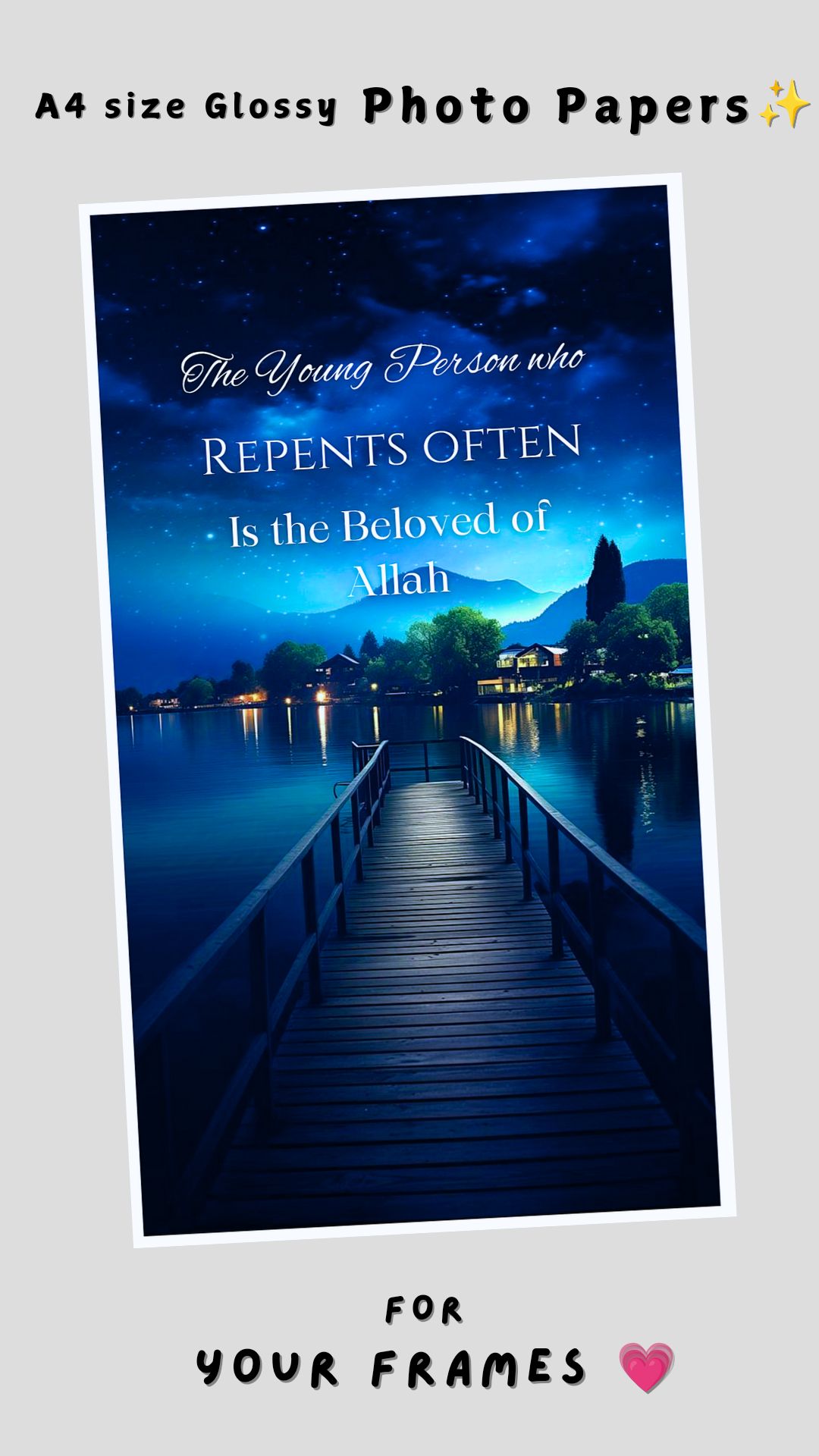 A4 size glossy photo paper for photo frames with motivational & Islamic ...