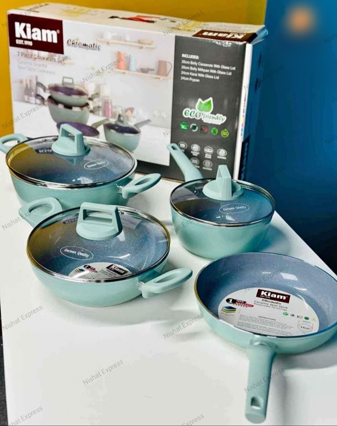 Kiam 7 Piece Ceramic Granite Non Stick Cookware Set- Induction Buttom ...