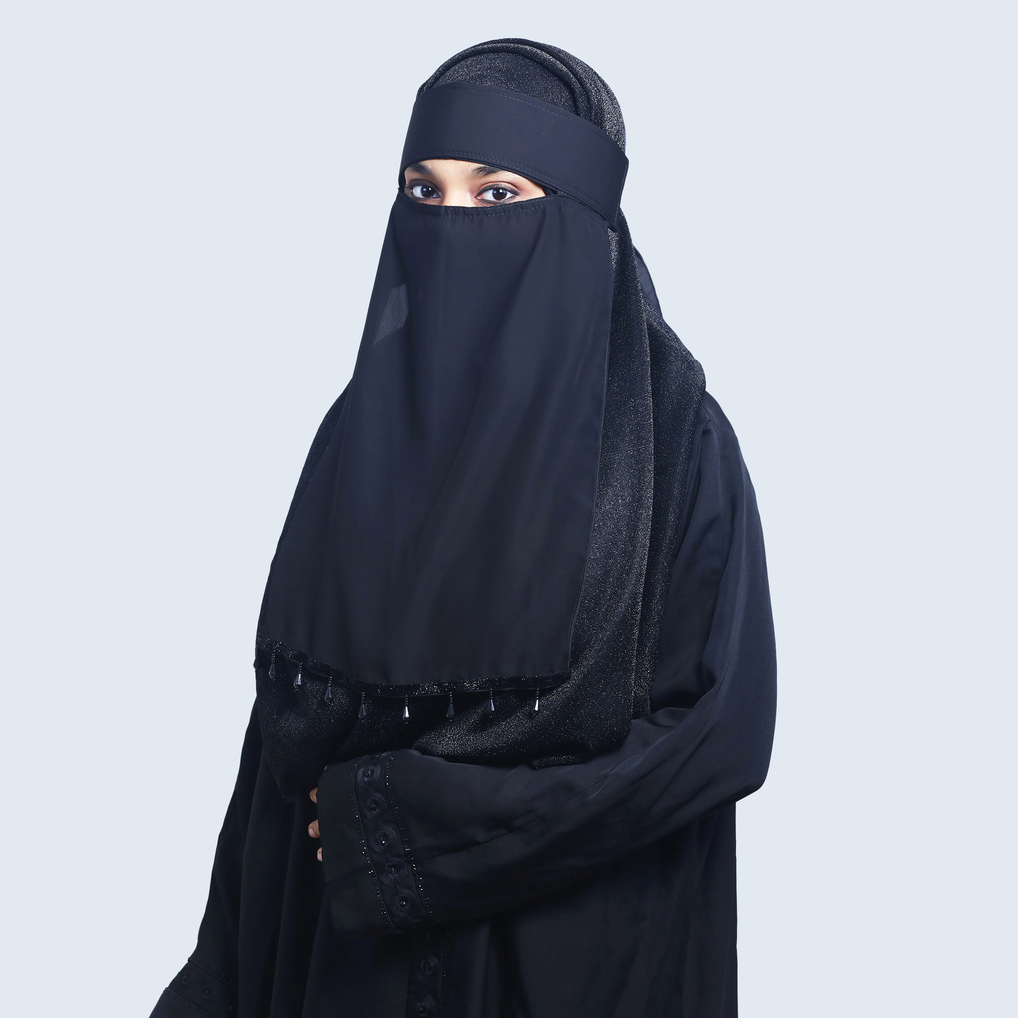 Stylish Single Layer Niqab with Sequins & Beads | Trendy, Comfortable ...