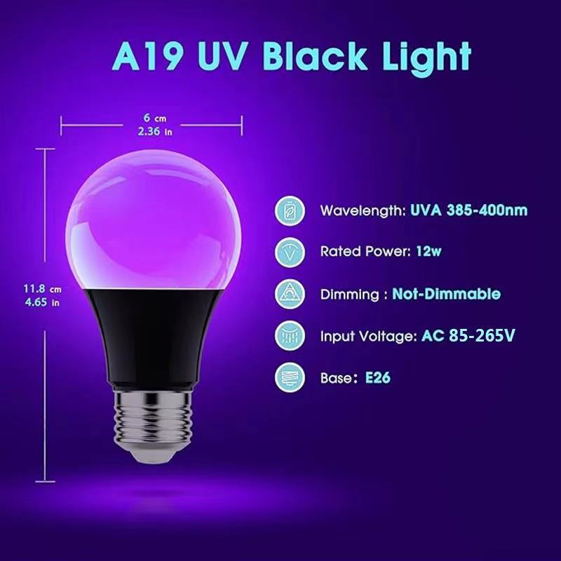12W UV Purple LED Light Bulb AC 85-265V PurpleTransparent Cover Hotel ...