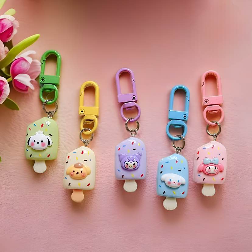 Cute Cartoon & Tulip Flower Keychains – Kawaii Anime & Sanrio Inspired
