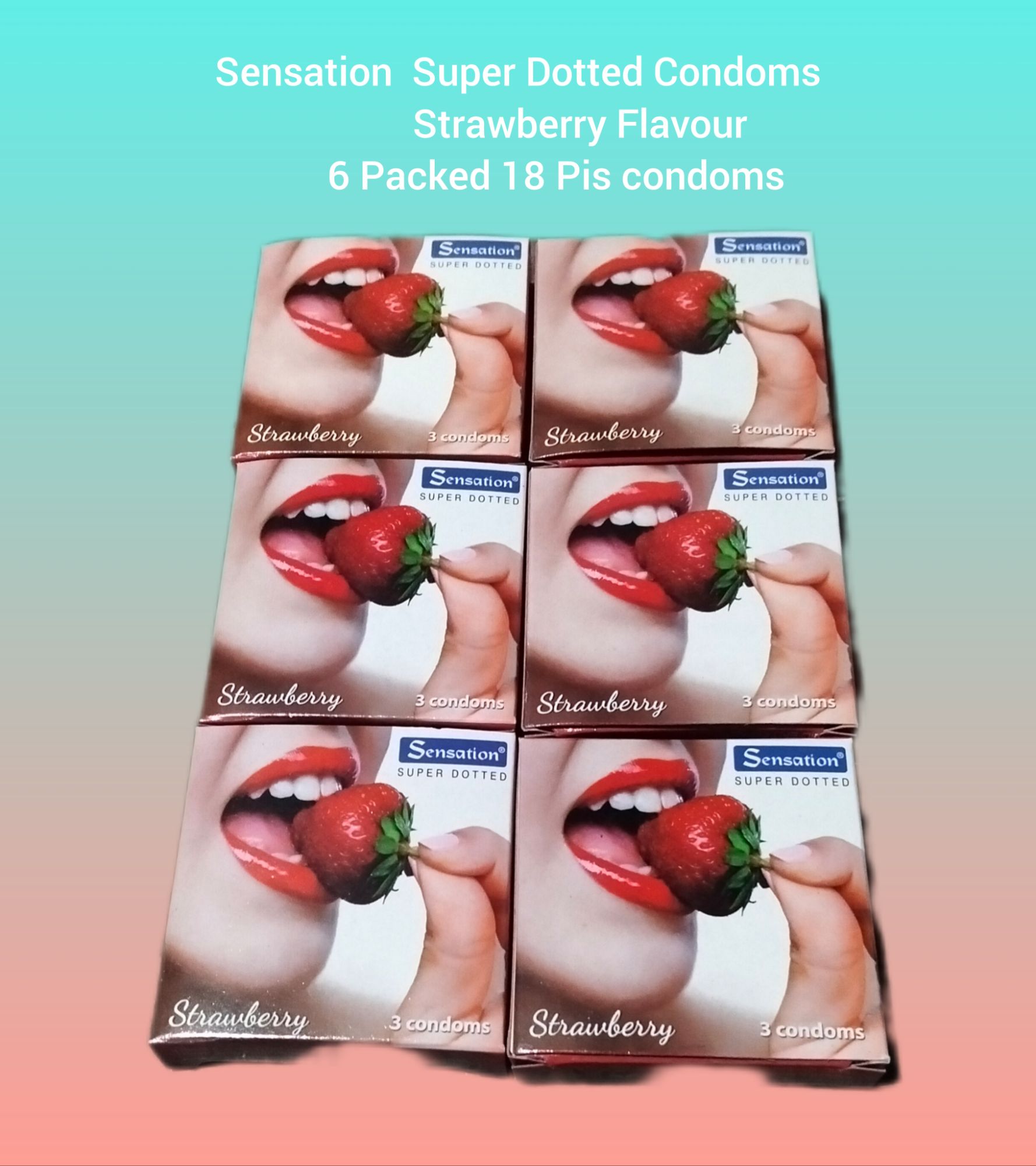 Sensation Strawberry flavour super dotted condoms 3 s Combo packed (3×6=18) pis | Daraz.com.bd