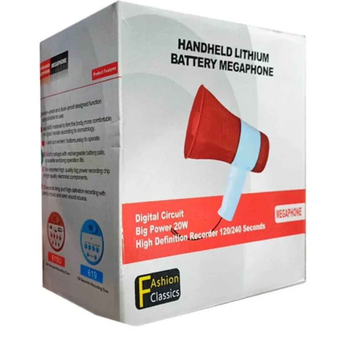 Hand Mike Handheld Lithium 619U Megaphone- Multicolor