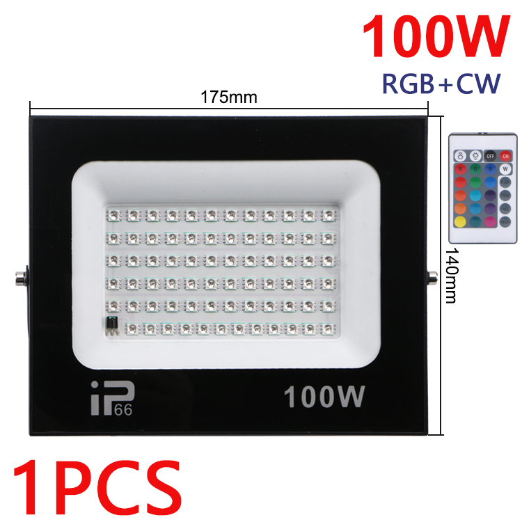 RGB LED Floodlight With Remote Control 30W 50W 100W IP66 Waterproof ...
