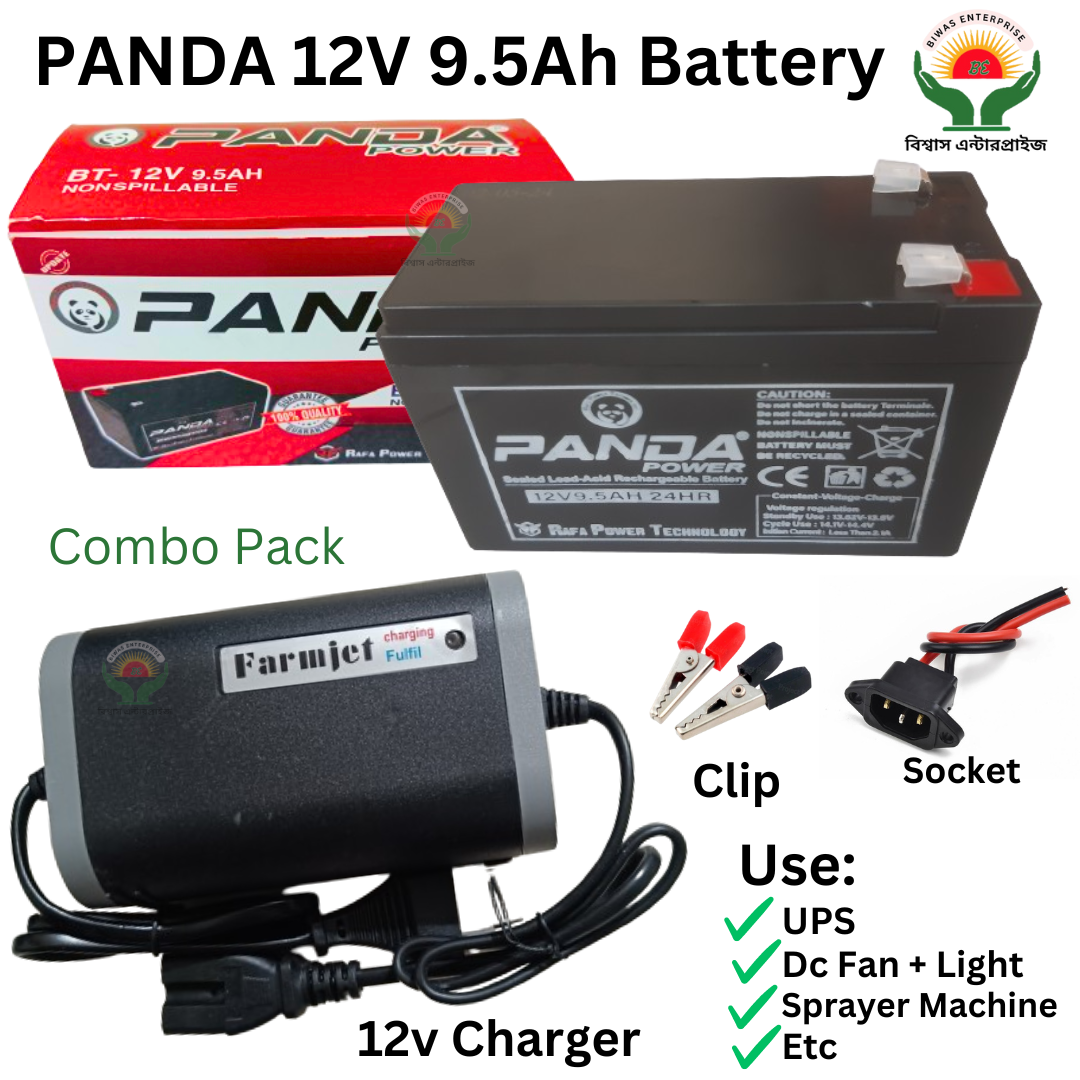 Panda 12 Volt 9 Ah Battery With Charger /12 Volt Battery Charger With ...