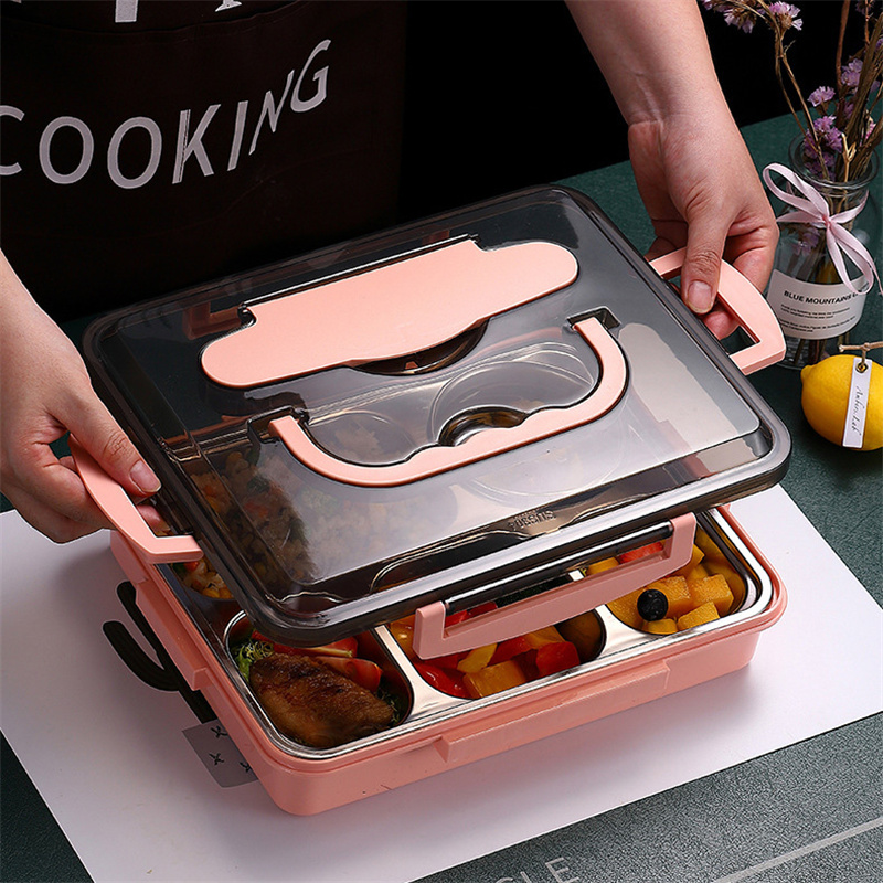 304 Stainless steel Insulation lunch box with Tableware Office Worker Student microwave oven ...