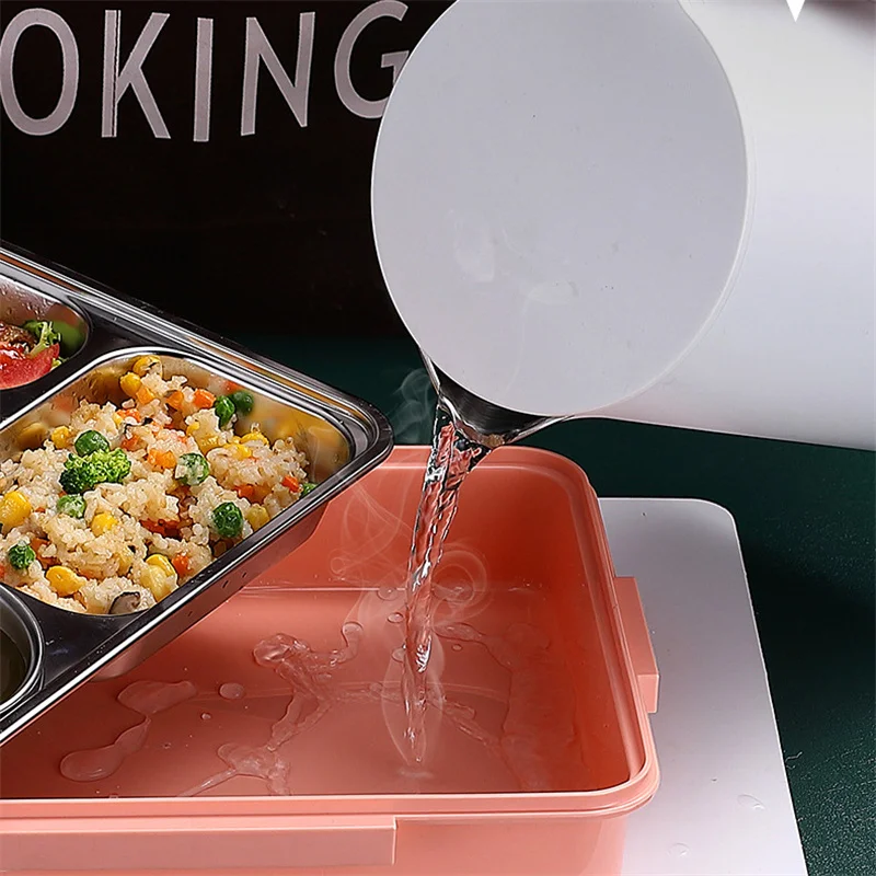 304 Stainless steel Insulation lunch box with Tableware Office Worker Student microwave oven ...