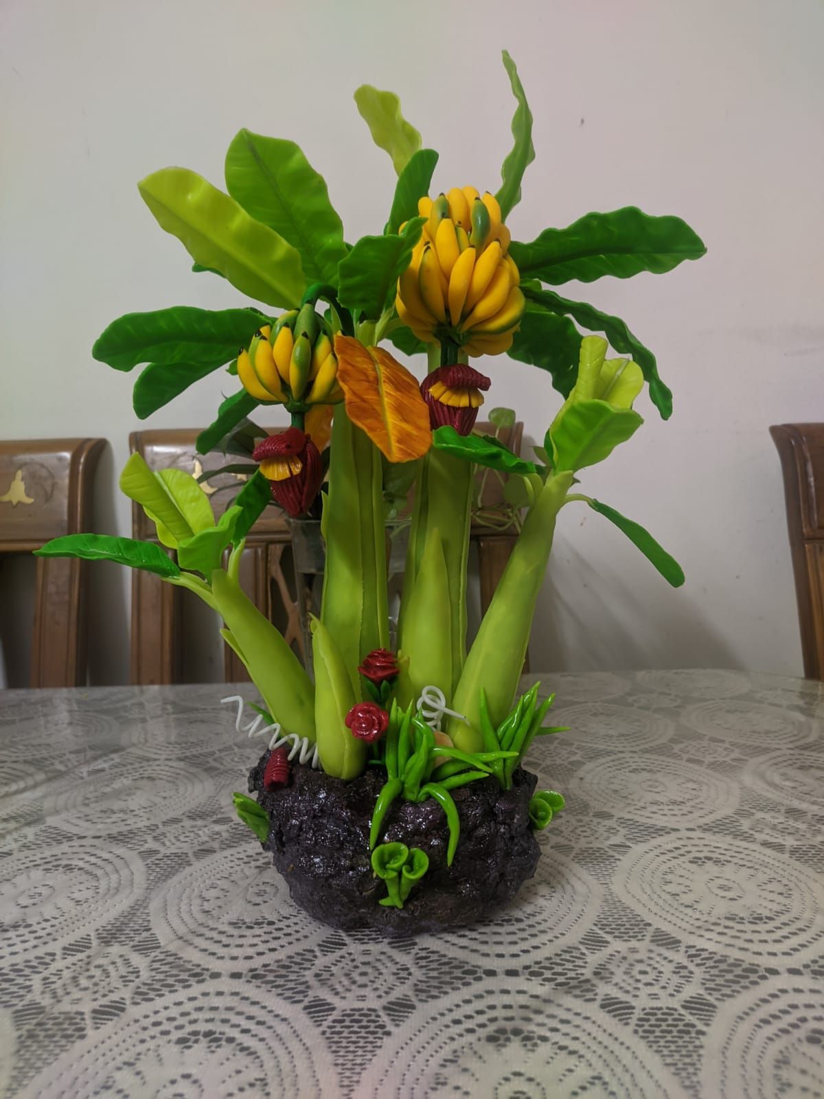 Big artificial clay bonsai banana tree decoration interior - multicolor ...