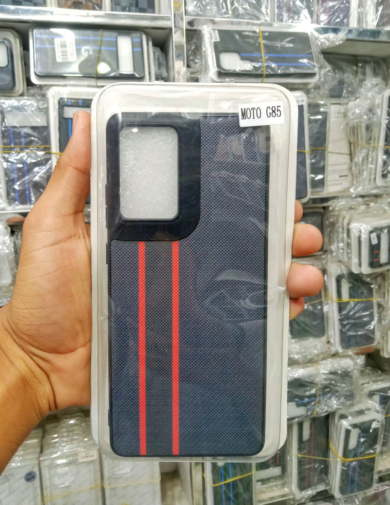 For Motorola Moto G85 Back Case Premium Luxury Imported Fabrics Leather ...