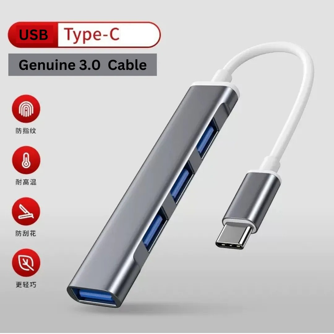 3.0 Type C 4 Port Hub Extensions USB Cable for Laptop and Smartphone ...