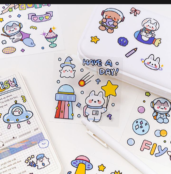 100Pcs Stickers Anime Figure Pattern Decorative PET Cartoon Character ...